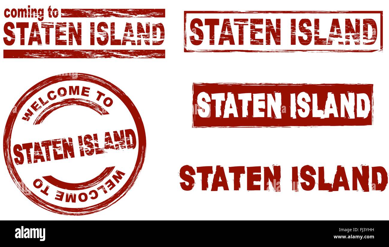Set of stylized ink stamps showing the city of Staten Island Stock ...