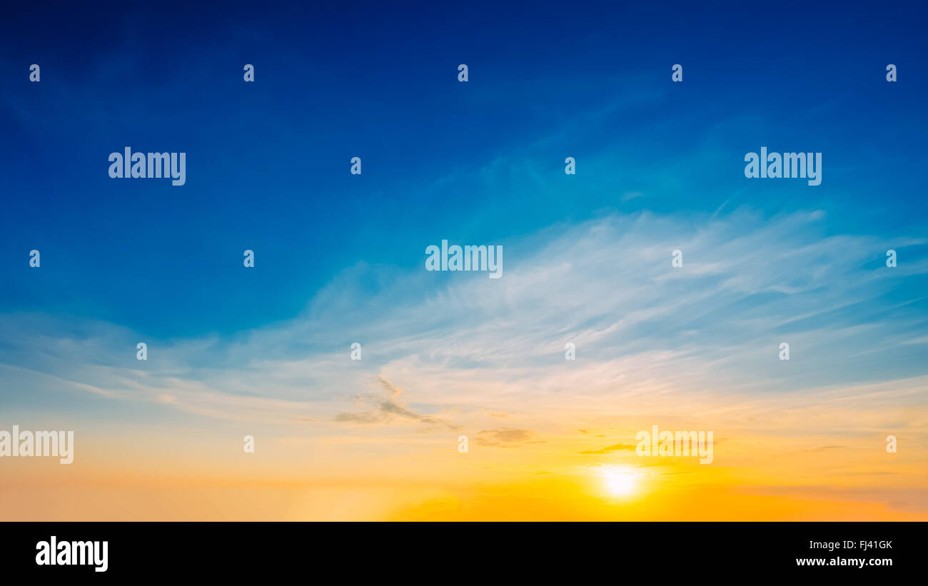 Panorama of Beautiful Natural Sunset Sunrise. Panoramic Background ...