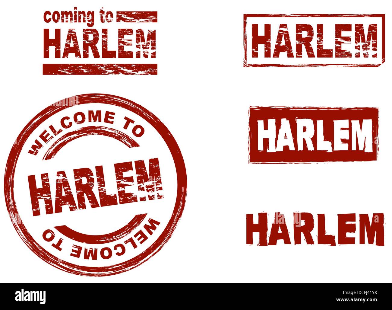 Set of stylized ink stamps showing the city of Harlem Stock Vector ...