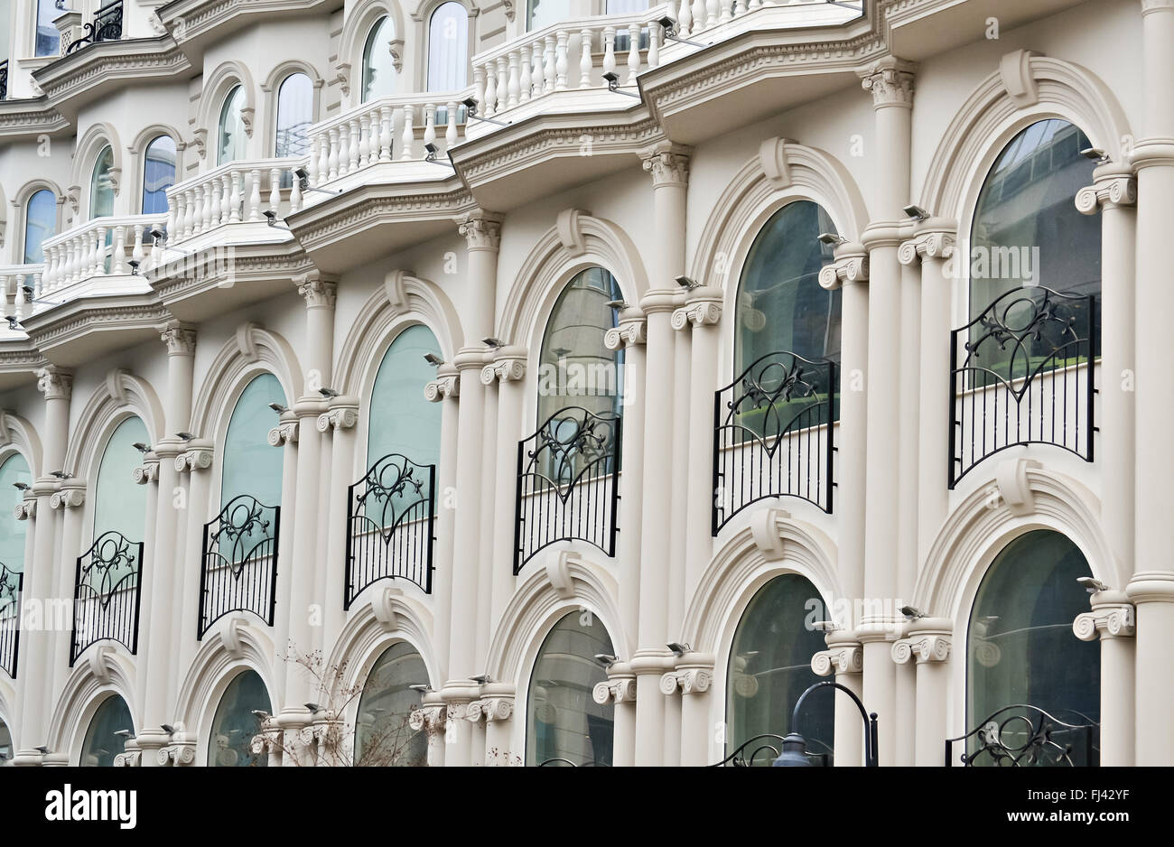 Part of a modern building facade and architectural design in retro ...