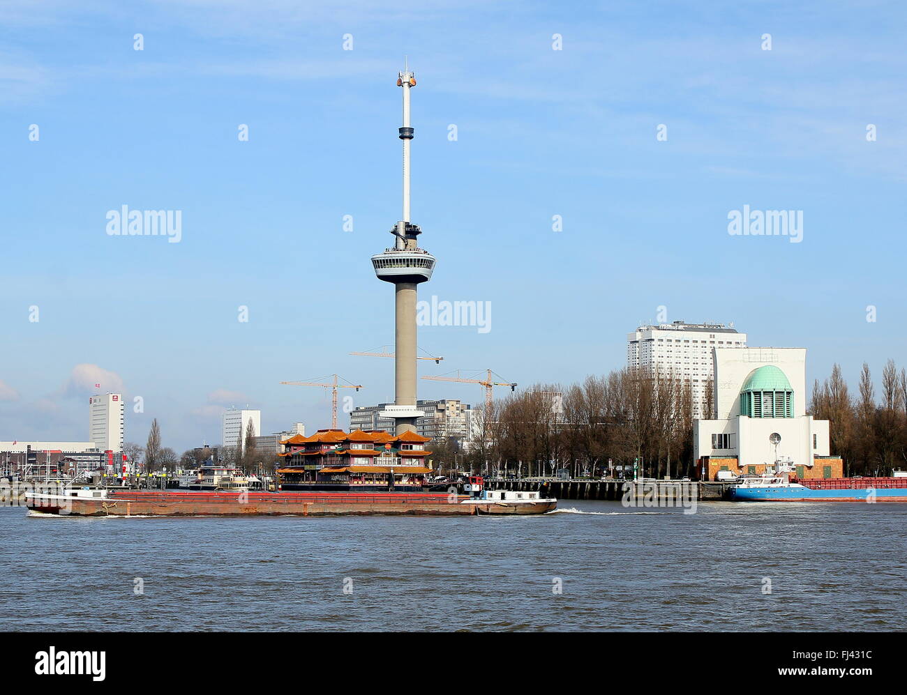 185m high Euromast observation tower in Rotterdam, Netherlands Seen ...