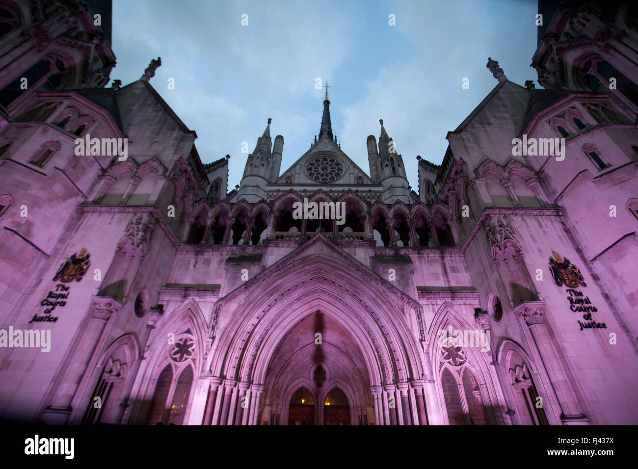 The Royal Courts of Justice, London at night Stock Photo - Alamy