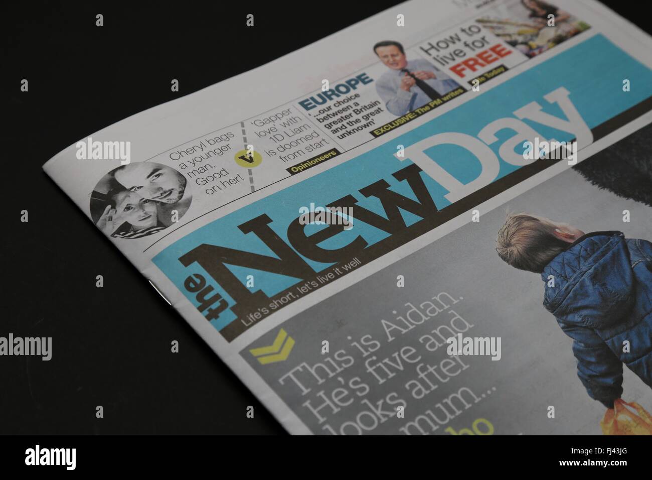 The first edition of The New Day British Tabloid Newspaper. Monday ...