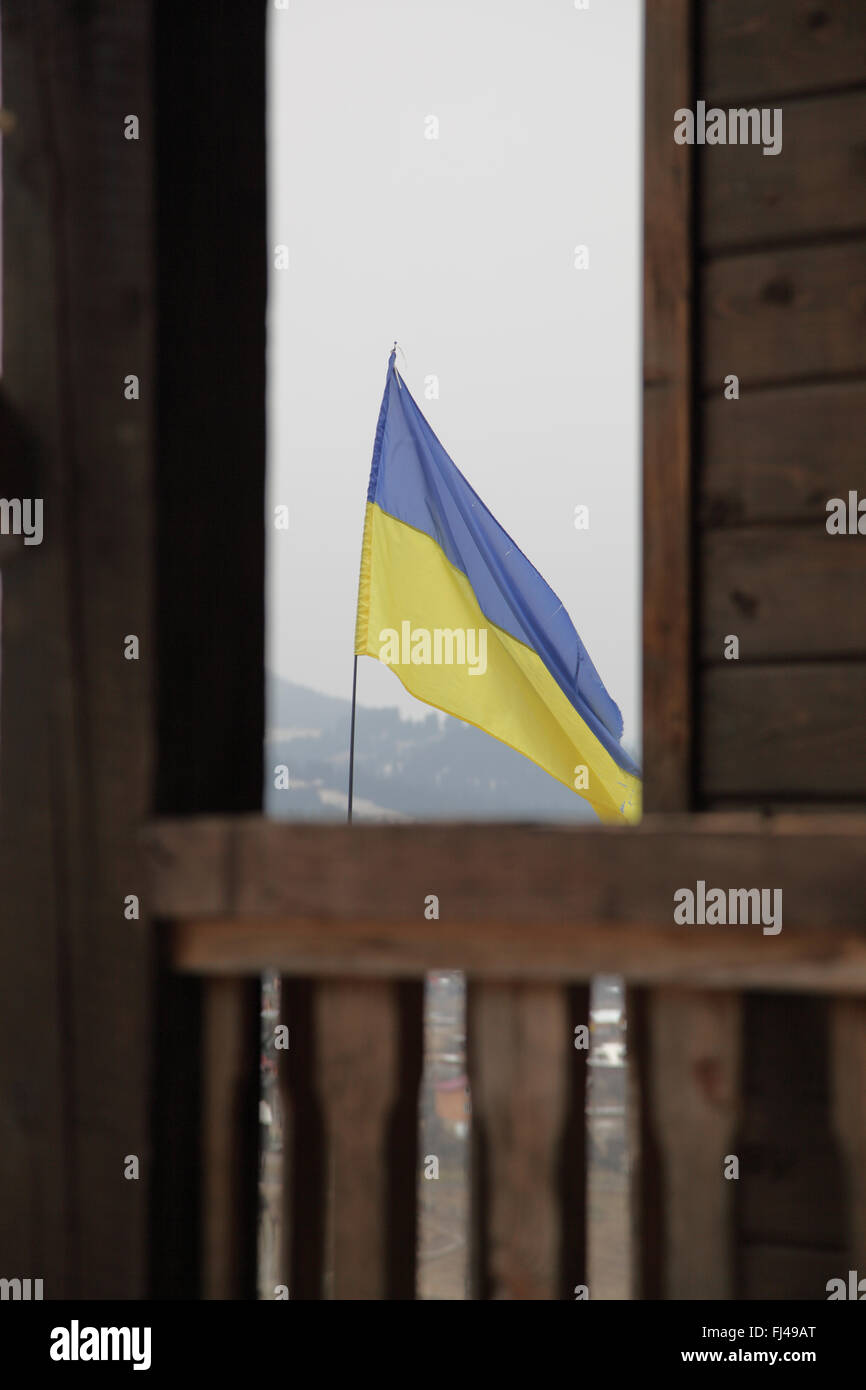Ukrainian flag in the Carpathians Stock Photo - Alamy