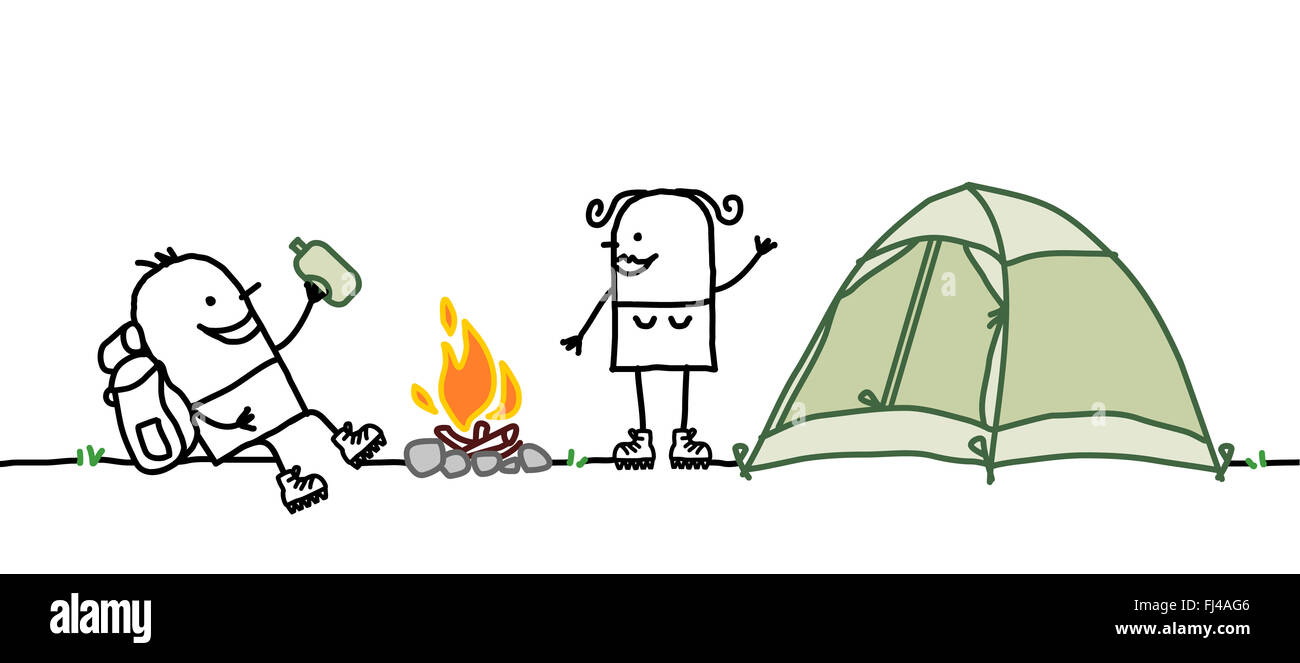 Couple camp fire Cut Out Stock Images & Pictures - Alamy