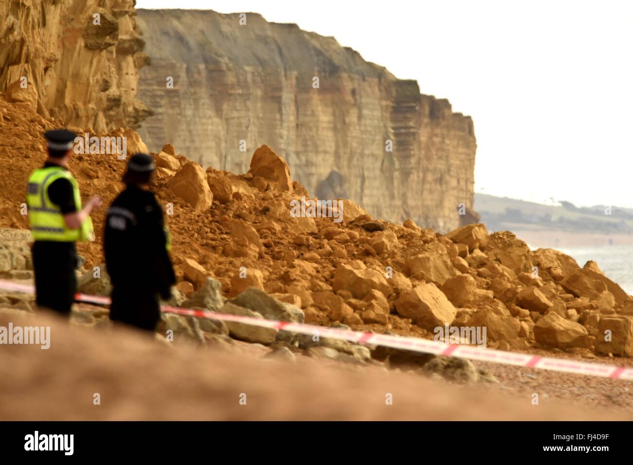 Landslip, cliff fall, West Bay, Dorset, Britain, UK Stock Photo - Alamy