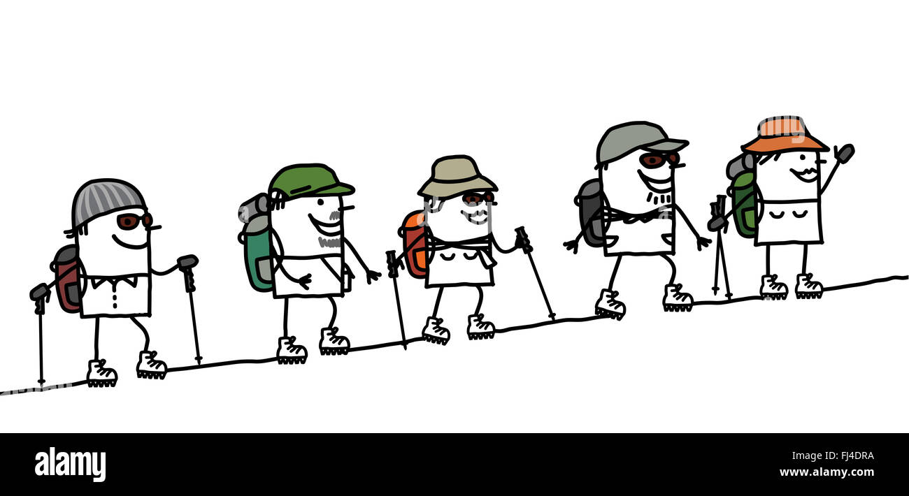 People walking on mountain Cut Out Stock Images & Pictures - Alamy