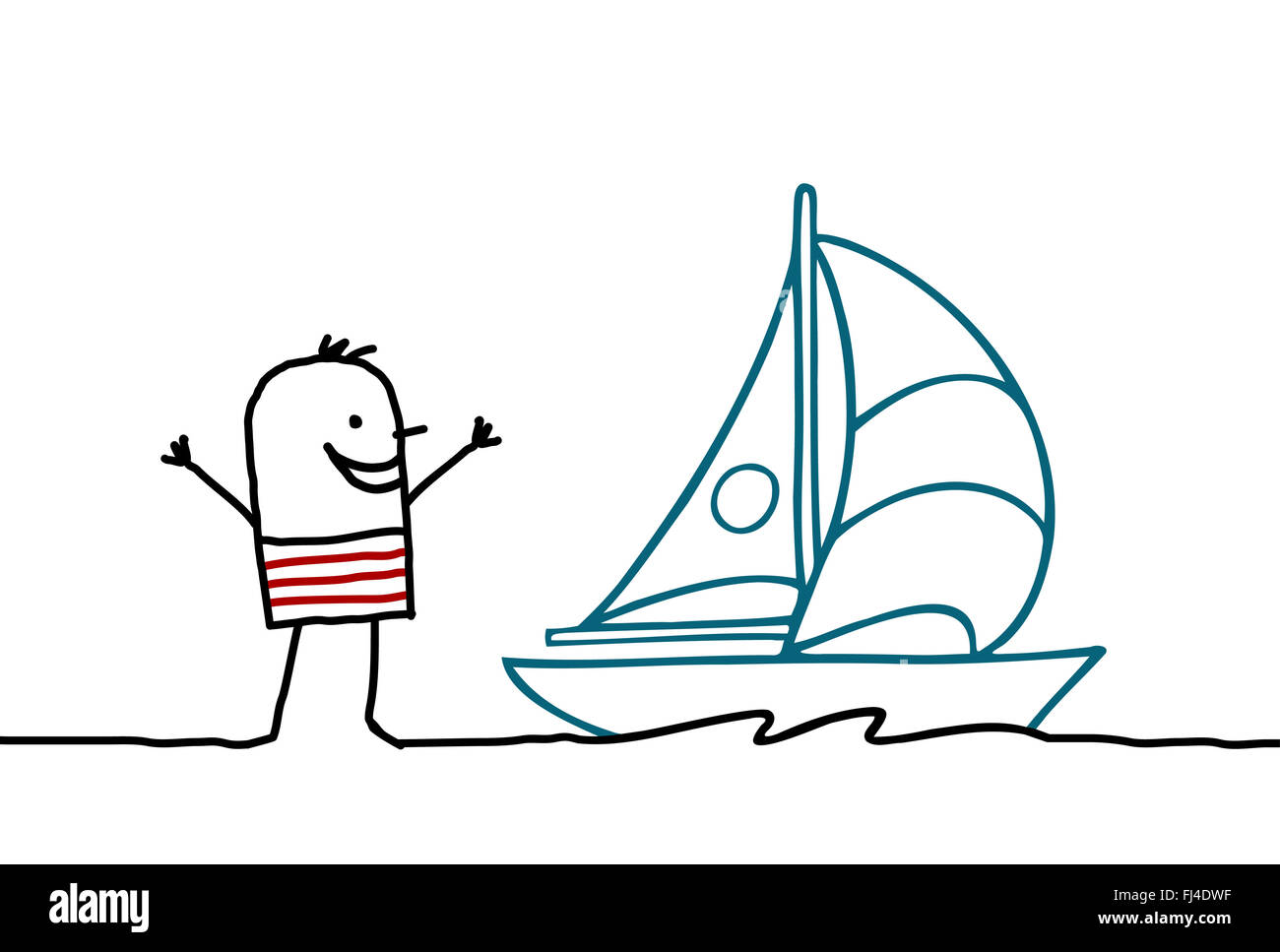 Cartoon boat drawing Cut Out Stock Images & Pictures - Alamy