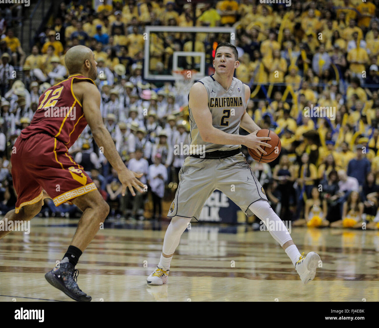 Berkeley CA, USA. 28th Feb, 2016. California G # 2 Sam Singer at mid ...