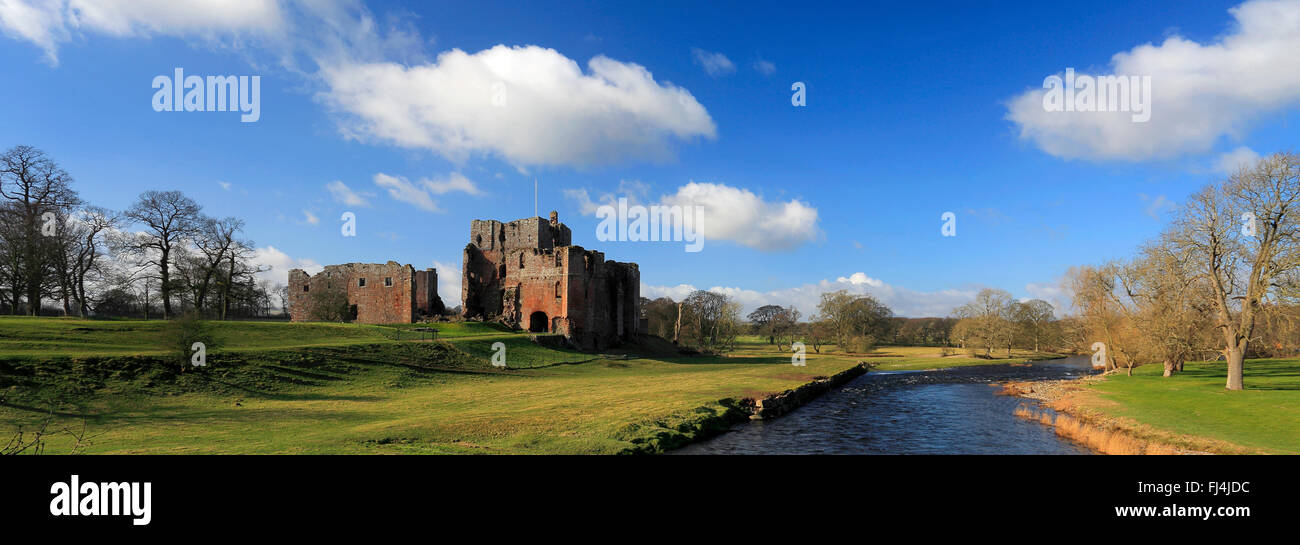The ruins of Brougham Castle, river Eamont, English Heritage, Penrith ...