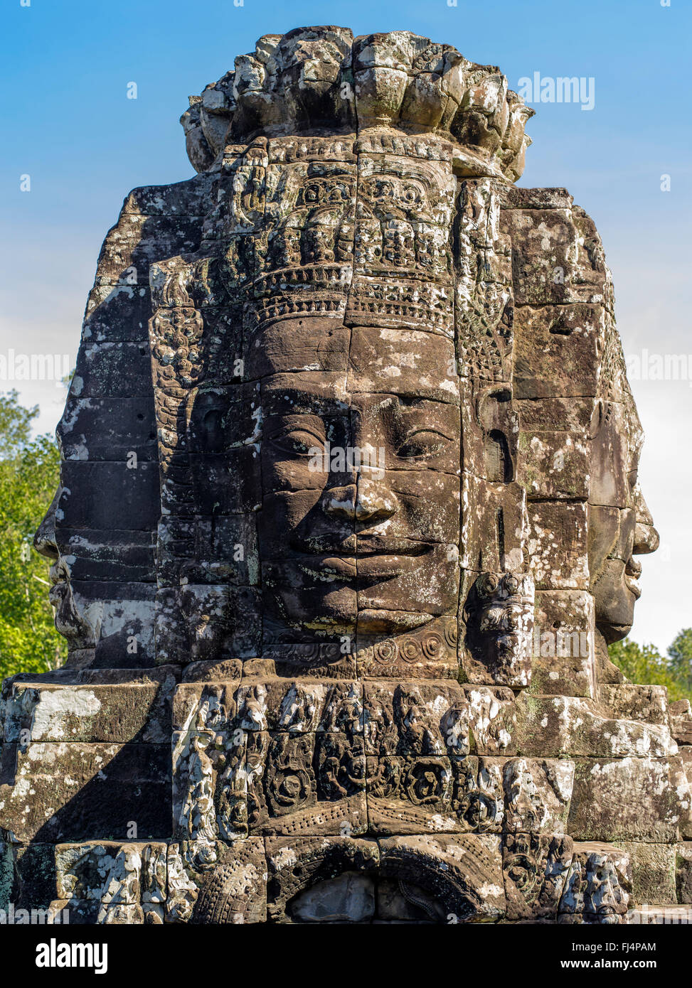 Faces of Bodhisattva Avalokiteshvara at Prasat Bayon. The Bayon is a ...