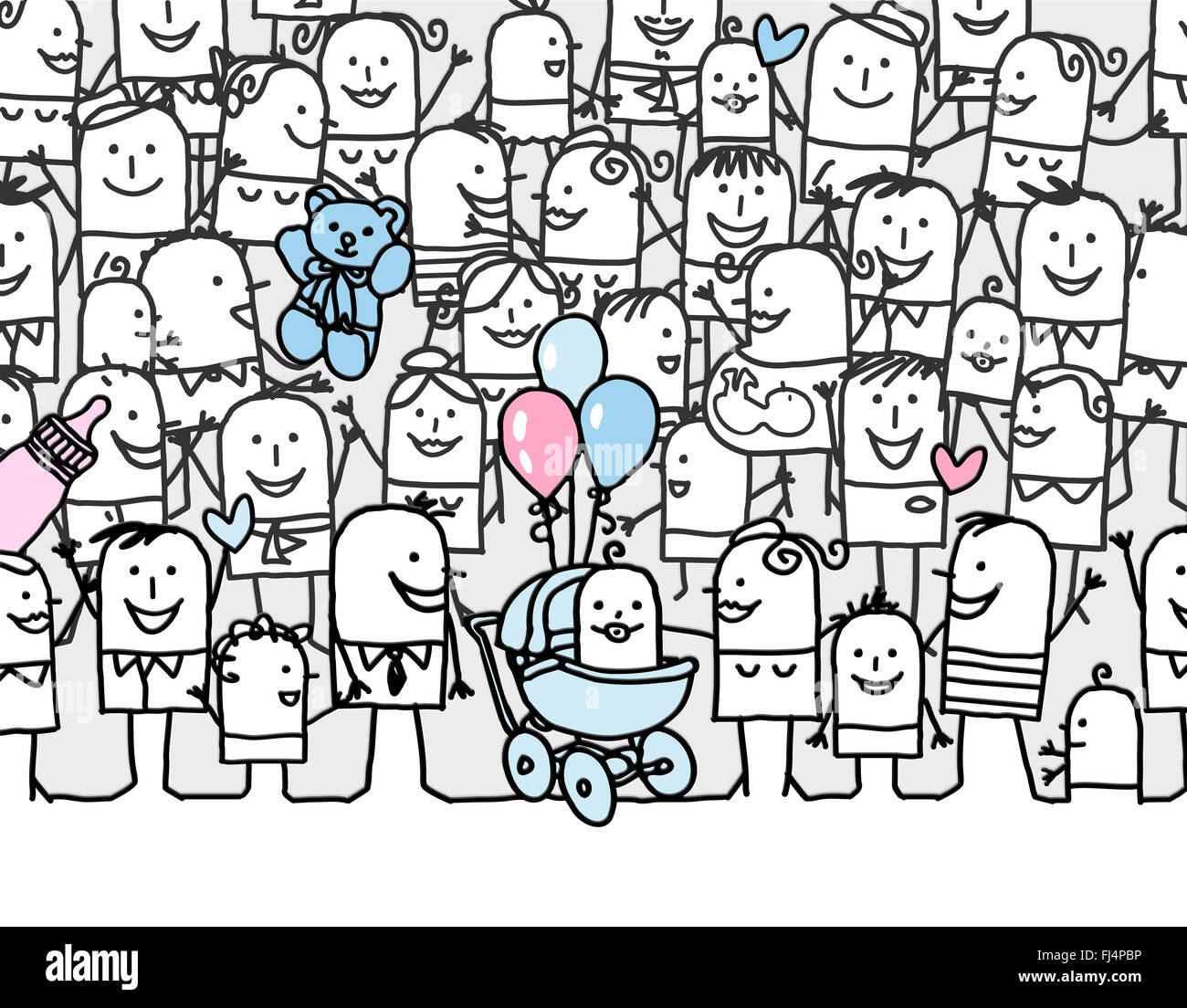 hand drawn cartoon annoucement card - new born baby Stock Photo - Alamy