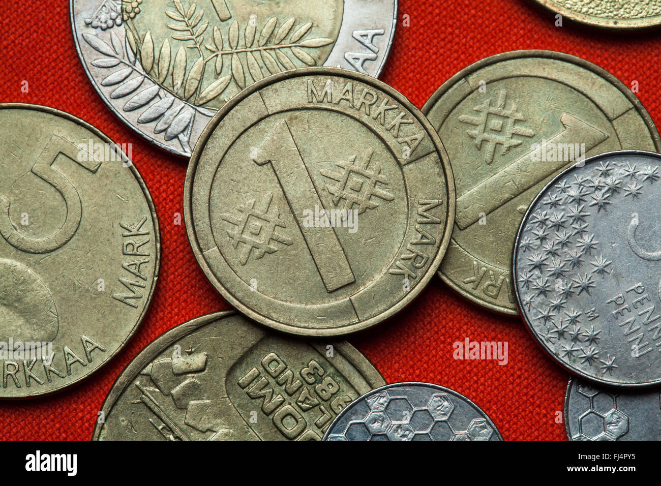 Coins of Finland. Finnish one markka coin (1993 Stock Photo - Alamy