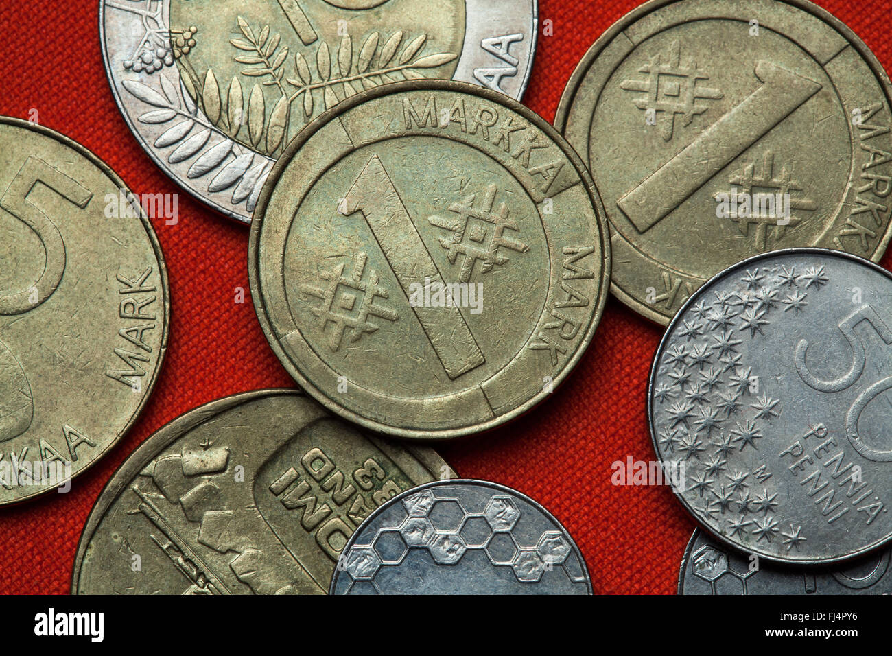 Coins of Finland. Finnish one markka coin (1993 Stock Photo - Alamy