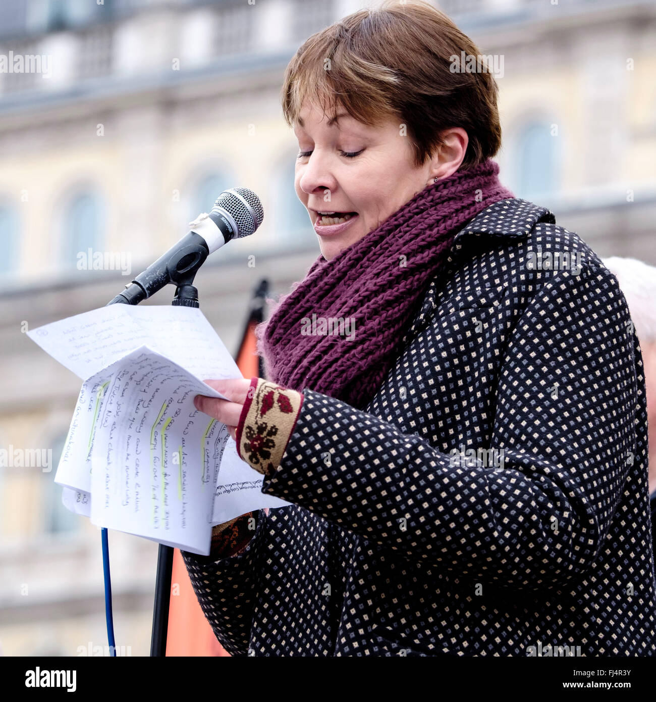 London, UK, 27/02/2016 : Stop Trident March & Rally. Pictured: Caroline ...