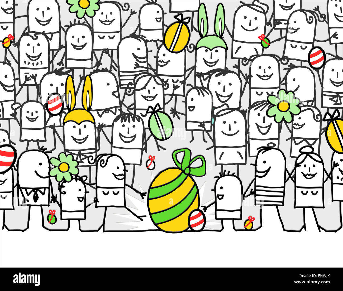 hand drawn cartoon greeting card - happy Easter day Stock Photo - Alamy