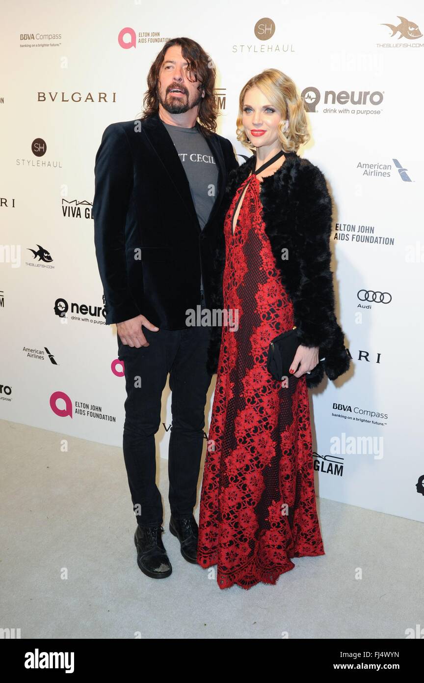 Los Angeles, CA, USA. 28th Feb, 2016. David Grohl, Jordyn Blum at ...