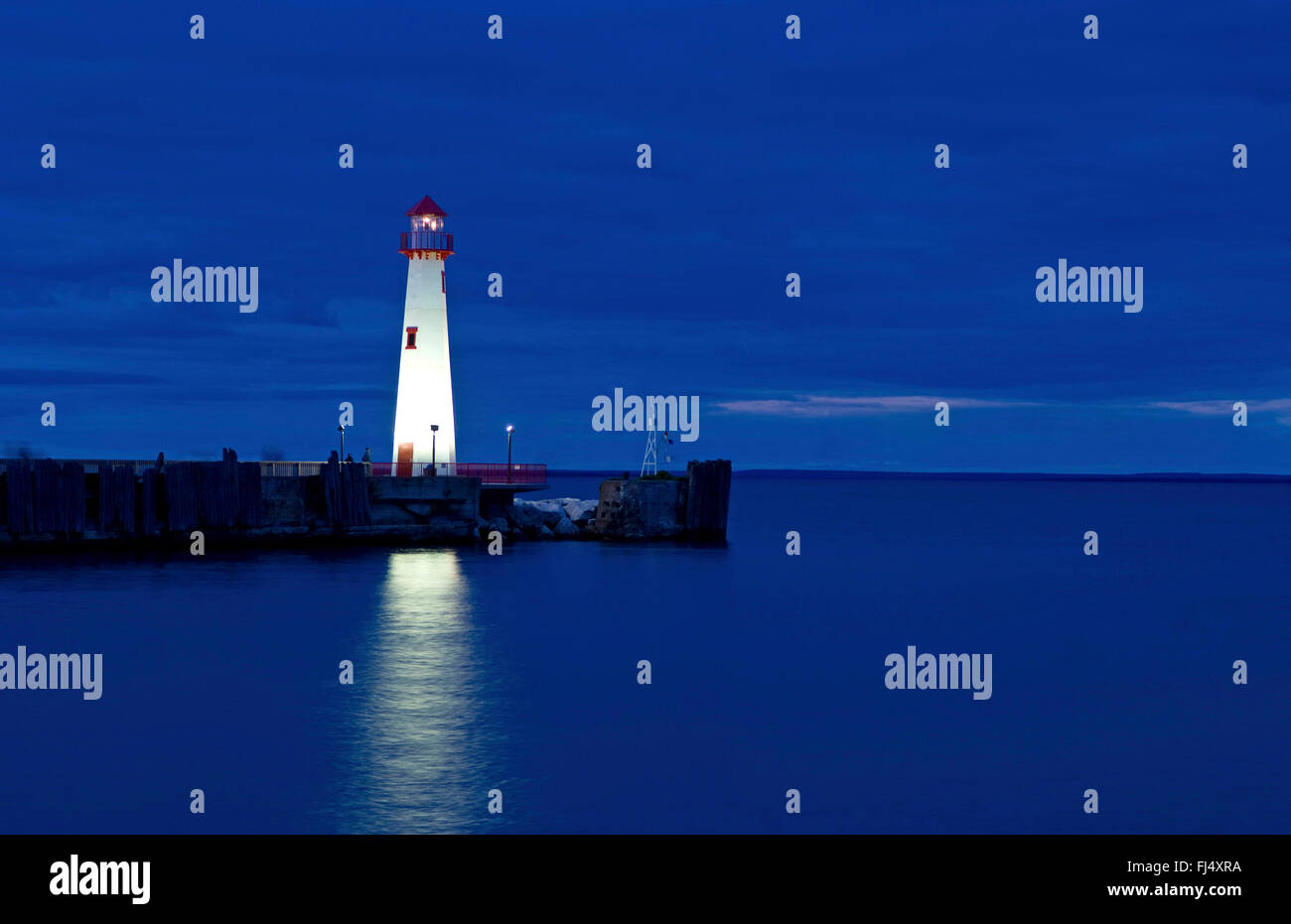 Northern Michigan Lighthouse in St Ignace Michigan on Lake Huron in the ...