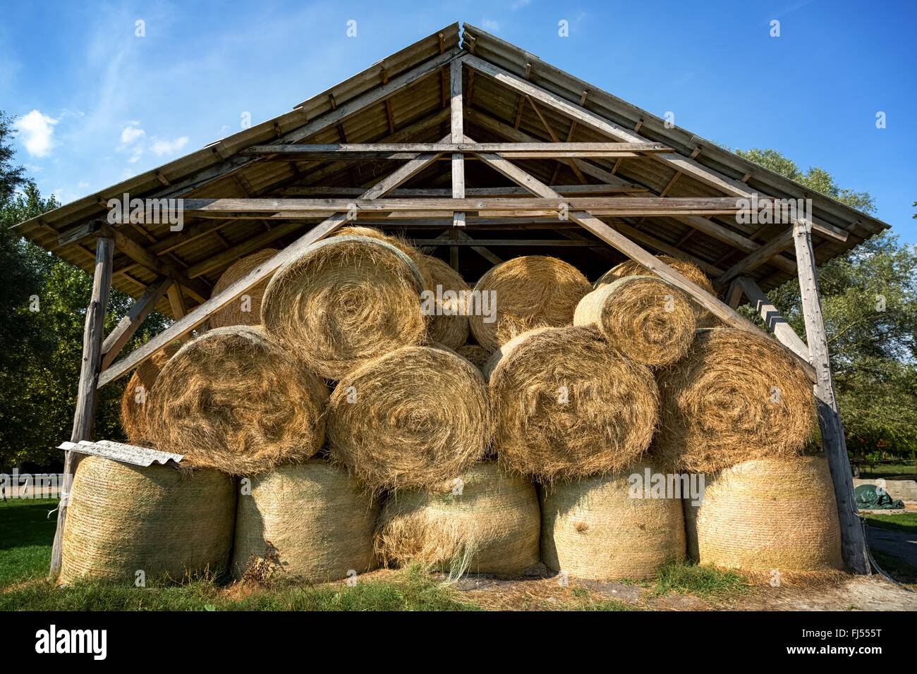 Straw bales on straw storage Stock Photo - Alamy