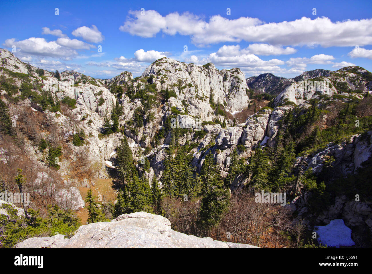dolina in karst landscape, Croatia, Northern Velebit National Park ...