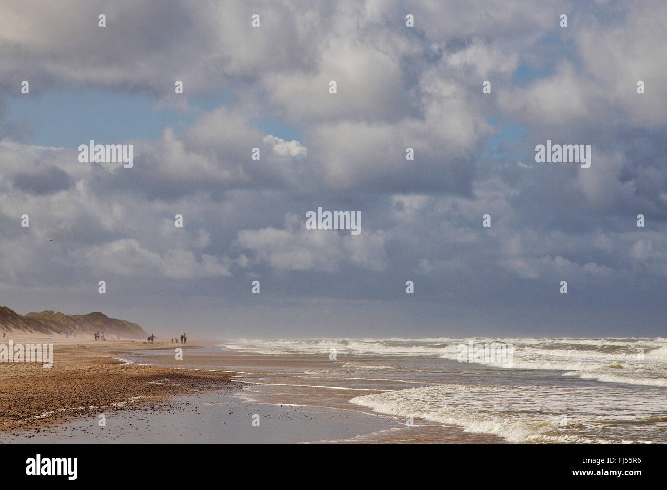 North Sea coast during a storm, Denmark, Sondervig, Ringkobing Stock ...