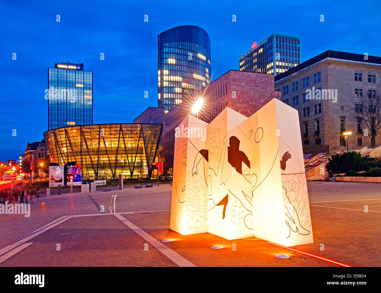 sculpture on the square in front of the German Football Museum and the ...
