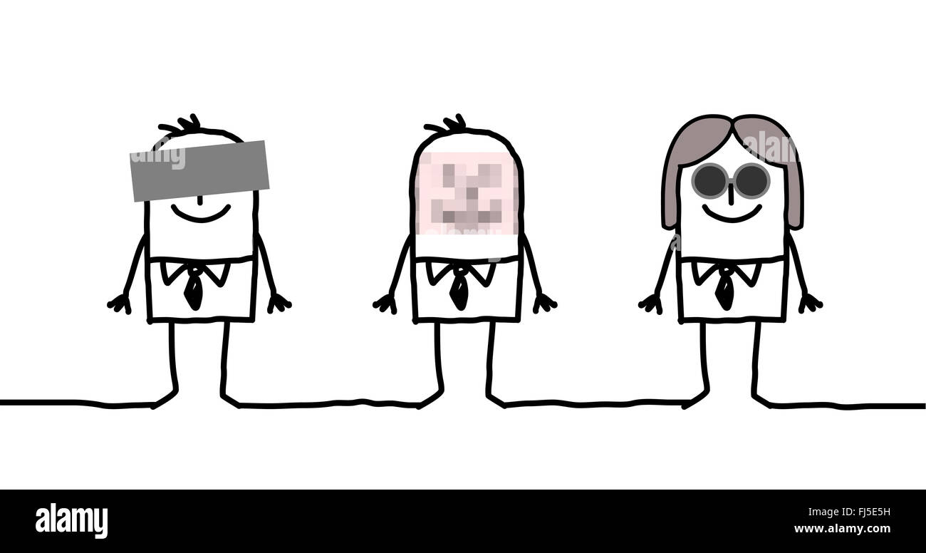 Anonymous cartoon - vector hand drawn characters Stock Photo - Alamy