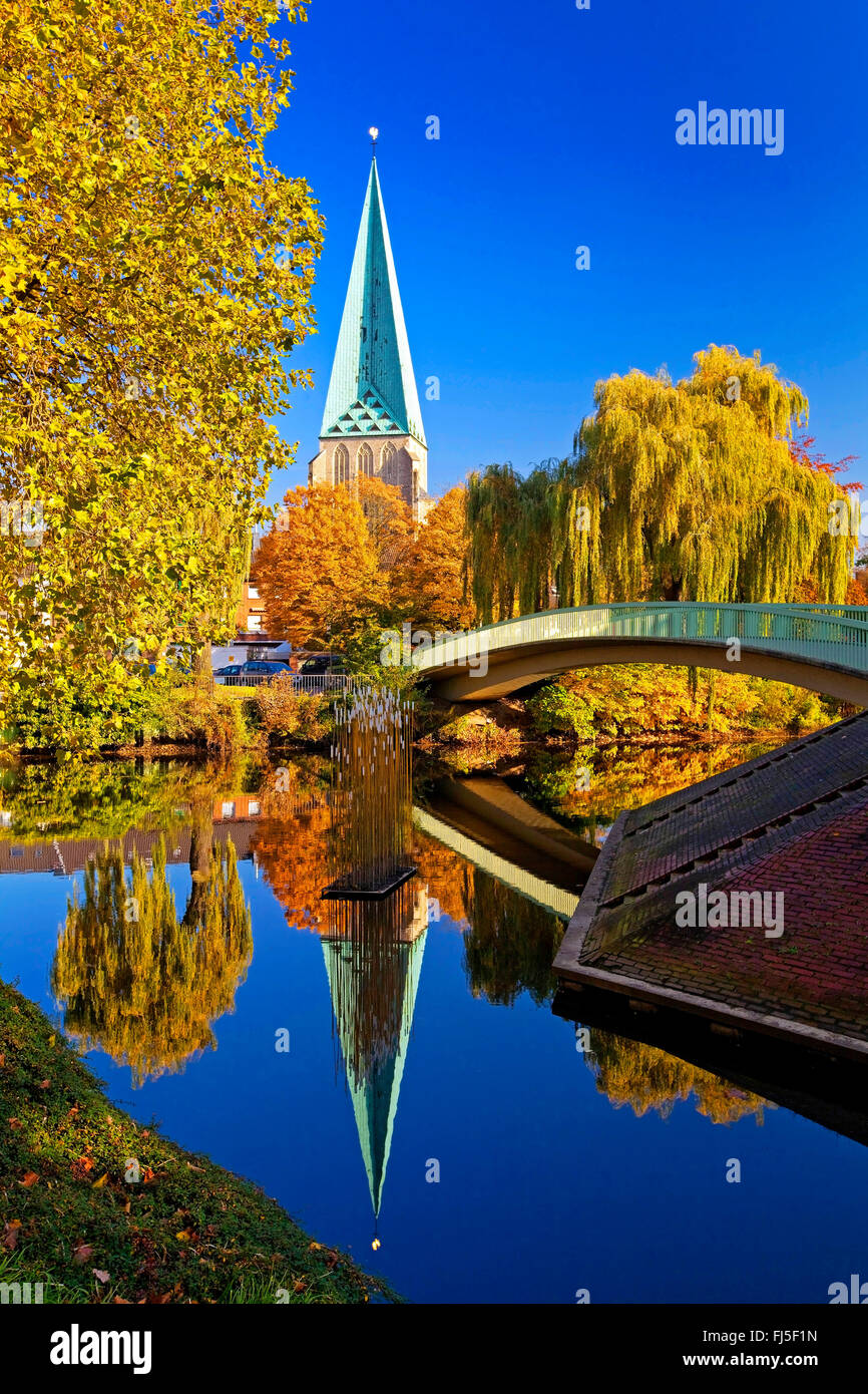 St. Georg's Church along the riverside of the Bocholter Aa , Germany ...
