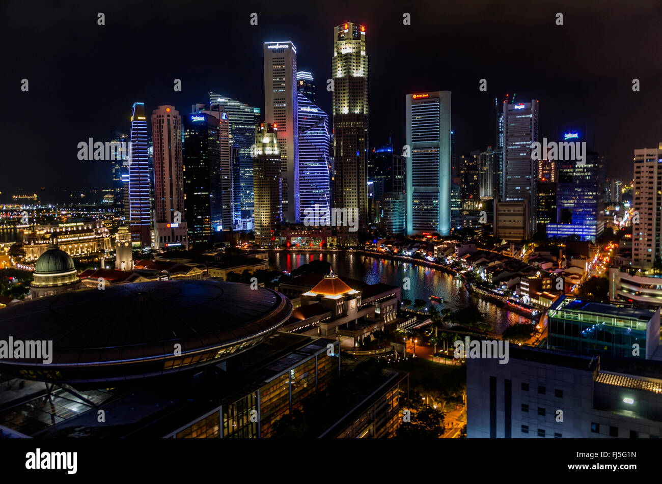 Night time view of Singapore from a high building Stock Photo - Alamy