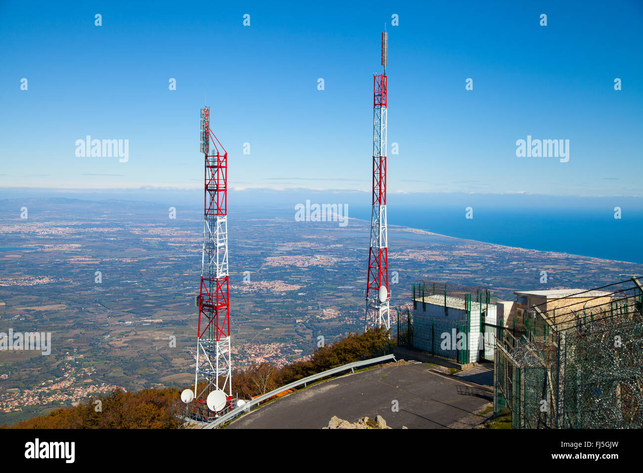 The summit masts of Puig Neulós, in the eastern Pyrenees, France Stock ...