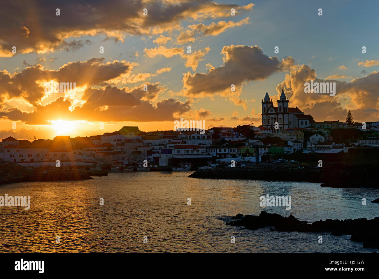 sunset near Sao Mateus de Calheta, Terceira, Portugal, Azores Stock ...