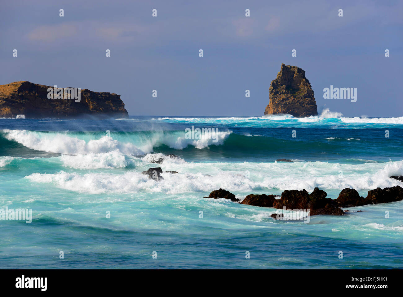 Atlantic coast of Areia Funda with view to the islands Deitado and Em ...