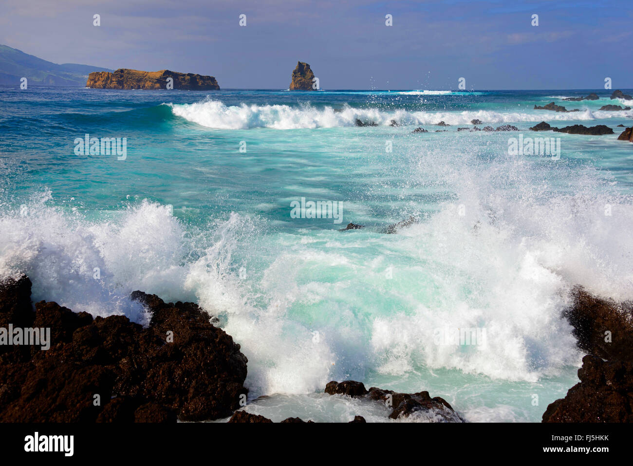 Atlantic coast of Areia Funda with view to the islands Deitado and Em ...