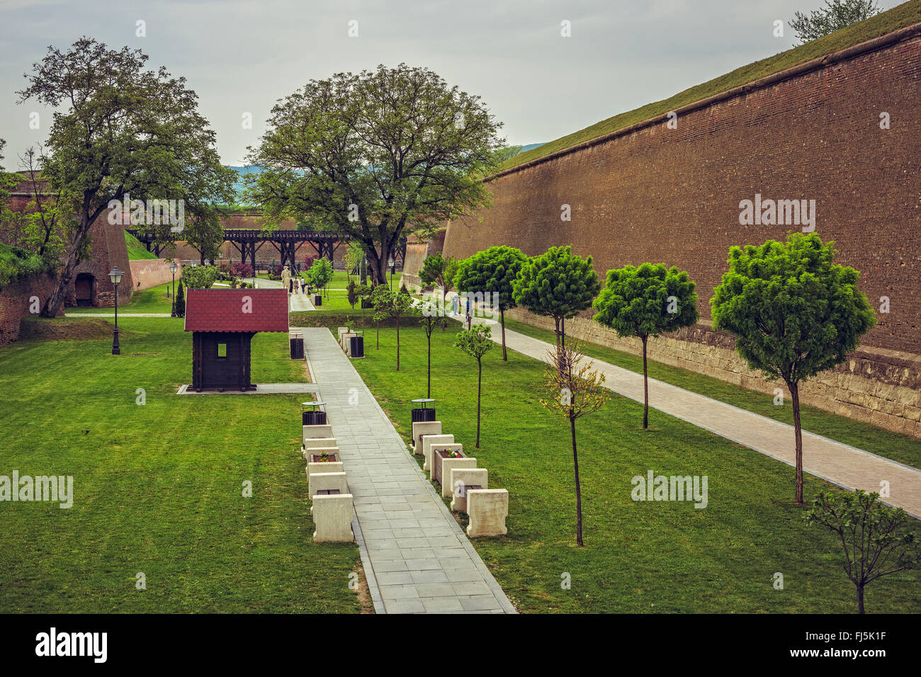 ALBA IULIA, ROMANIA - MAY 6, 2015: The fortification walls (about 12 km ...