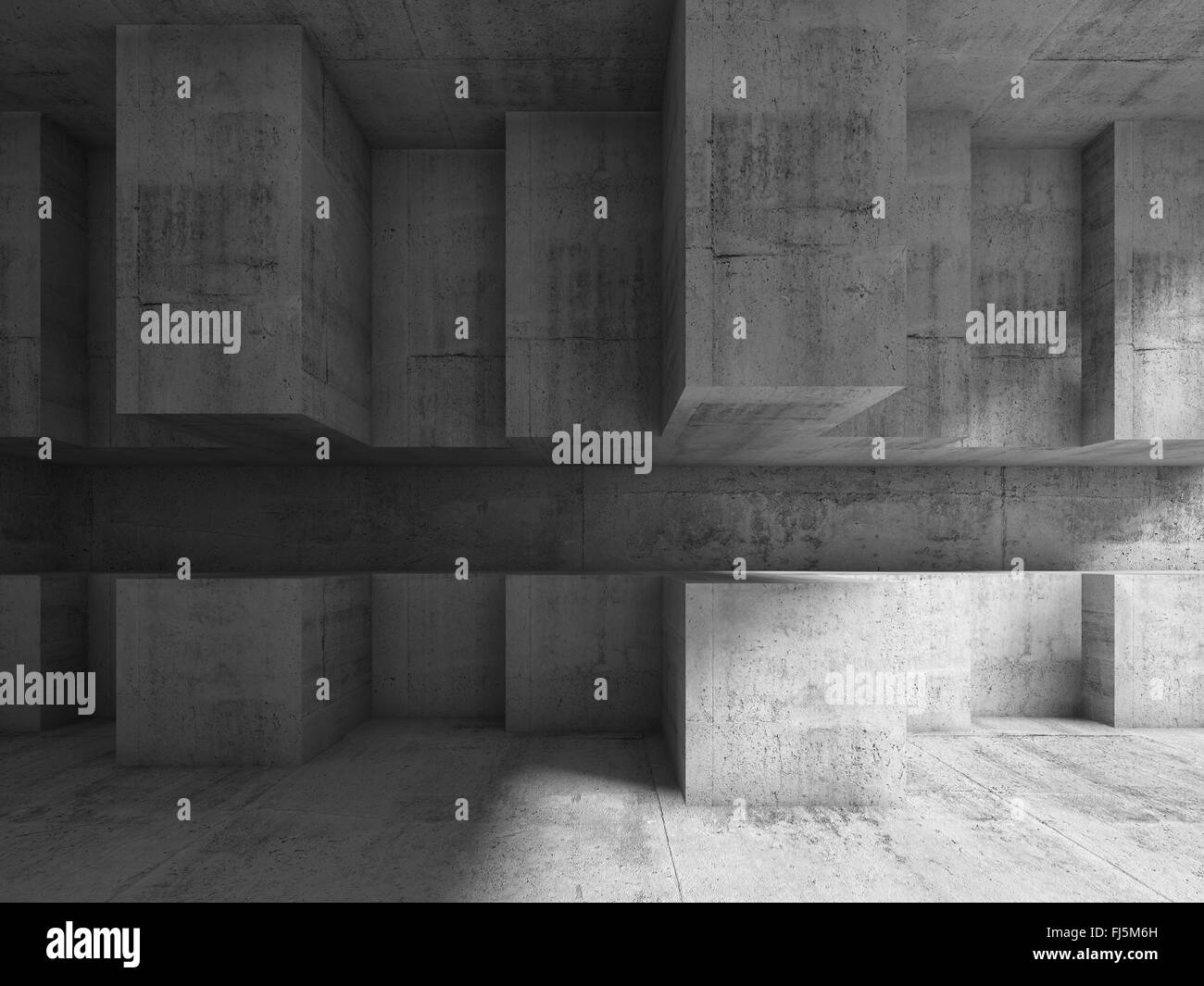 Abstract interior design with cubic installation on the wall. Modern ...