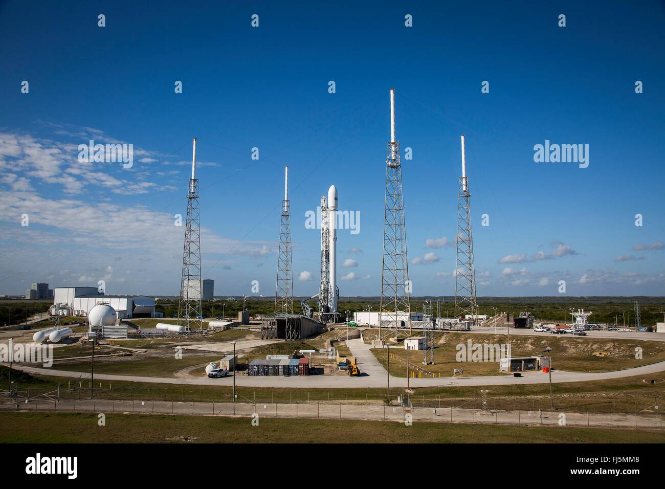 The SpaceX Falcon 9 upgraded higher thrust rocket in position for lift ...
