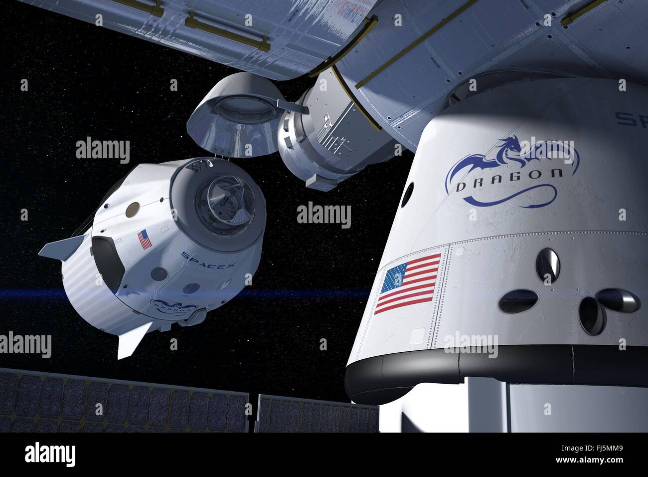 Artist Concept Shows A Spacex Crew Dragon Docking With The