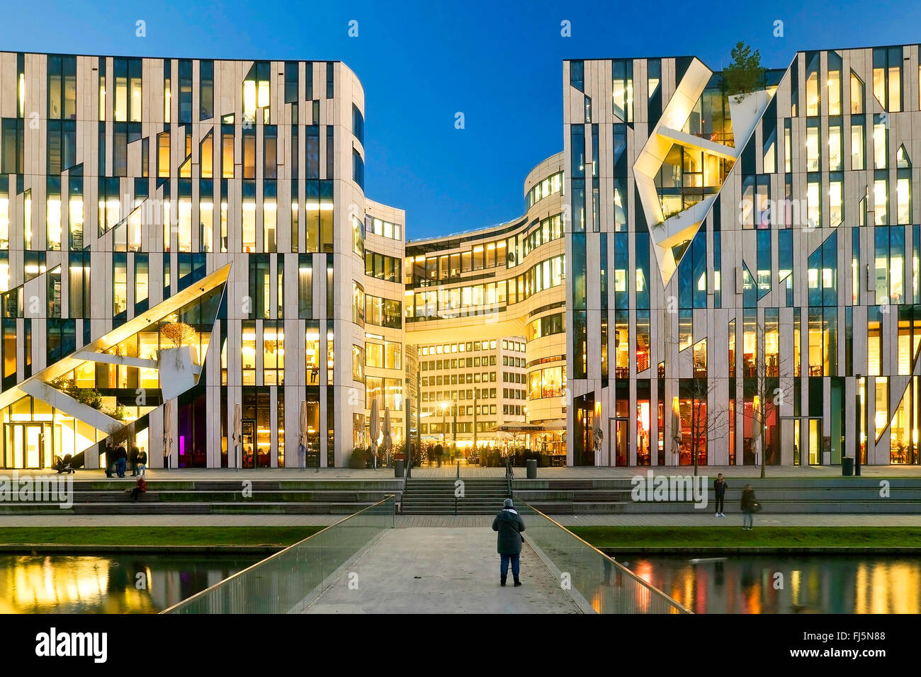 Koe-Bogen building complex in evening light, Germany, North Rhine ...