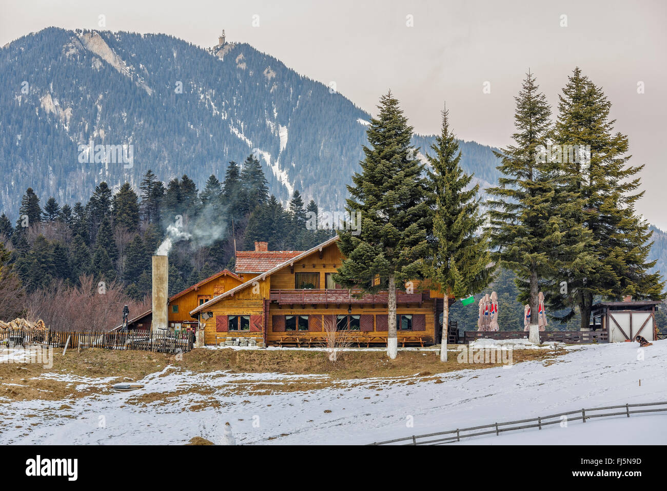 PREDEAL, ROMANIA - FEBRUARY 19, 2015: Rustic wooden Poiana Secuilor ...