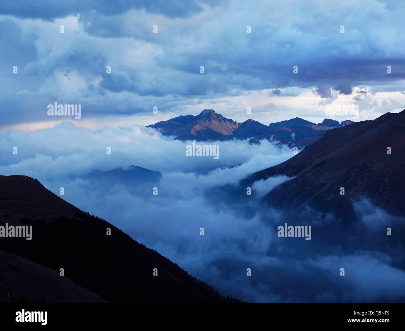 view from the Trail Ridge Road on the mountain scenery of Rocky ...