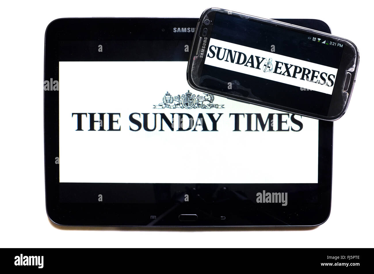 The logos of The Sunday Times and Sunday Express newspapers displayed ...