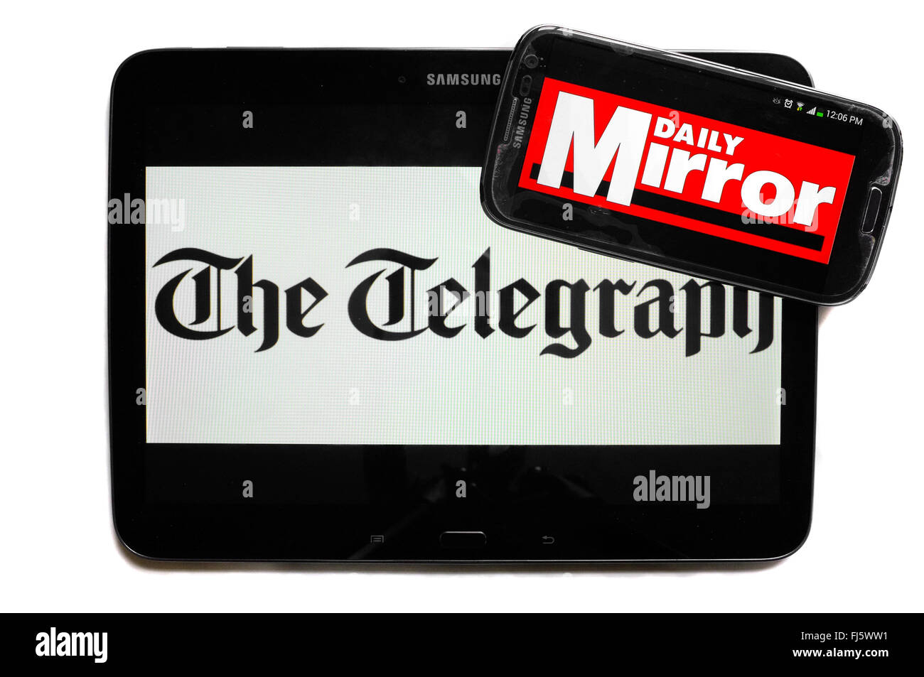 The logos of The Telegraph and the Daily Mirror newspapers displayed on ...