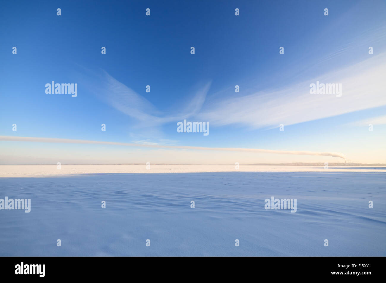 Frozen lake scape and blue sky Stock Photo - Alamy