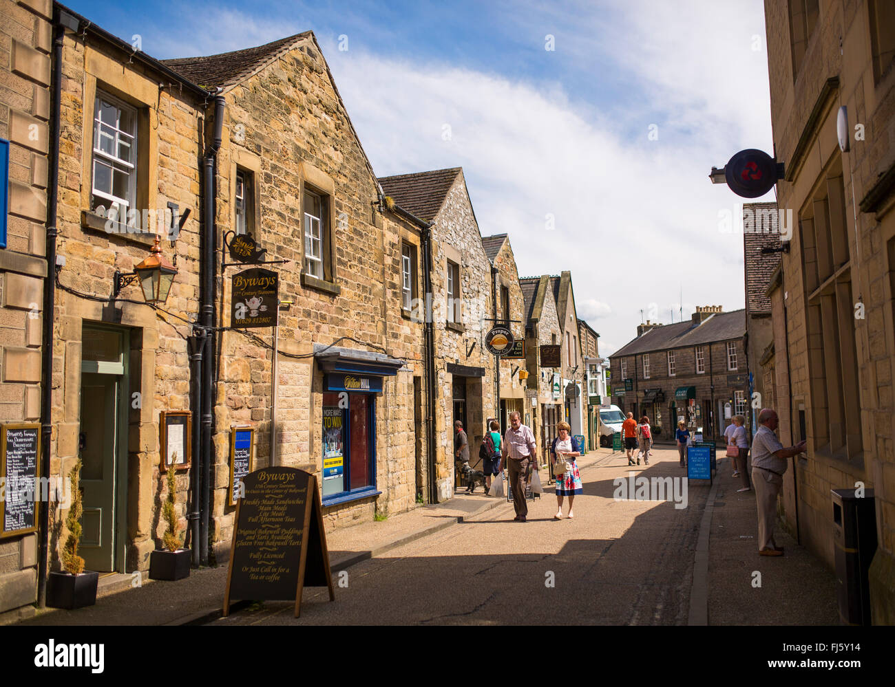 General view of the old streets in Bakewell, Derbyshire. The Peak ...