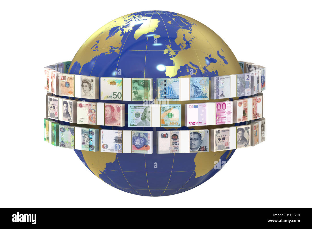 world and money isolated on white background Stock Photo - Alamy