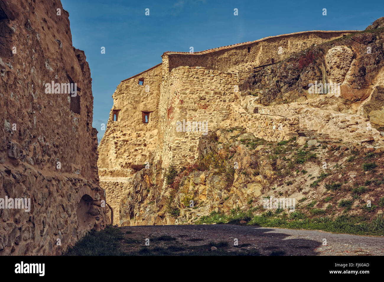 Fortified walls of the medieval Rupea citadel, first attested in 1324 ...