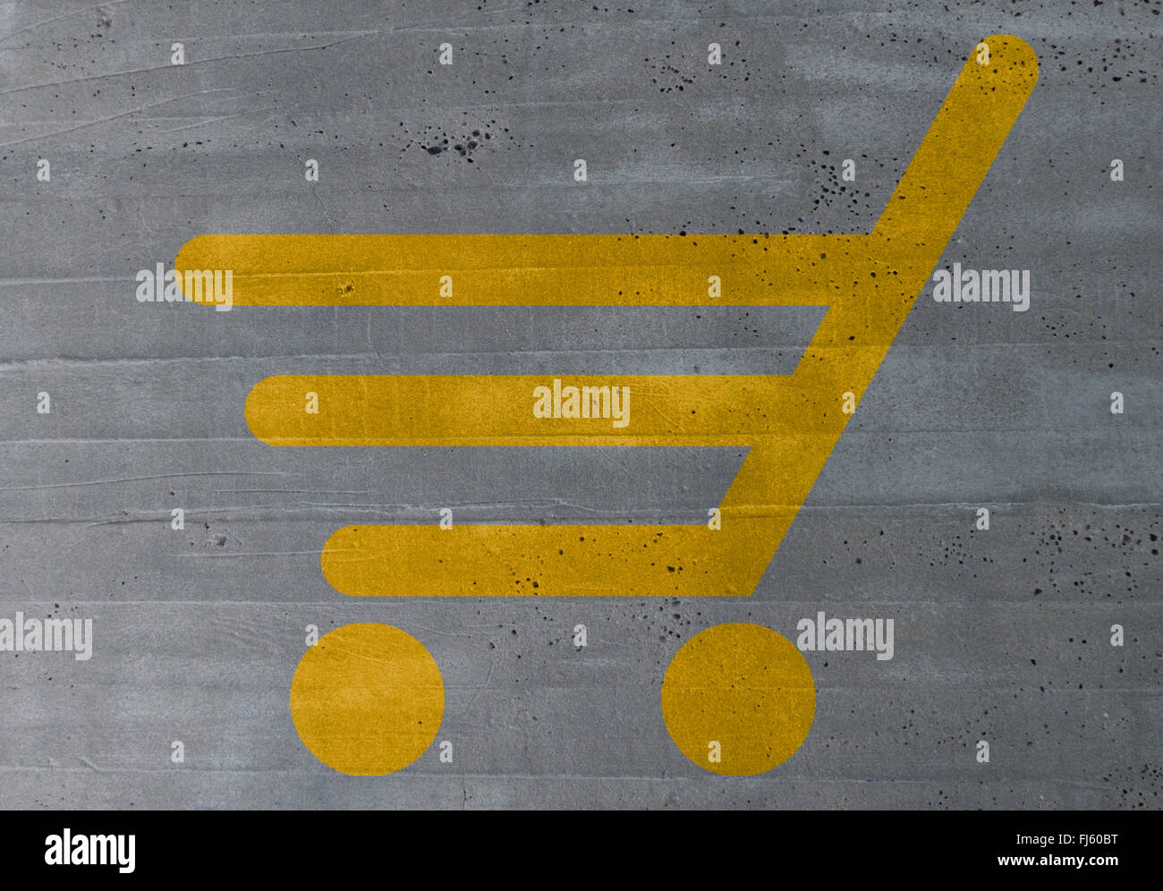 shopping cart concept on cement texture background Stock Photo - Alamy