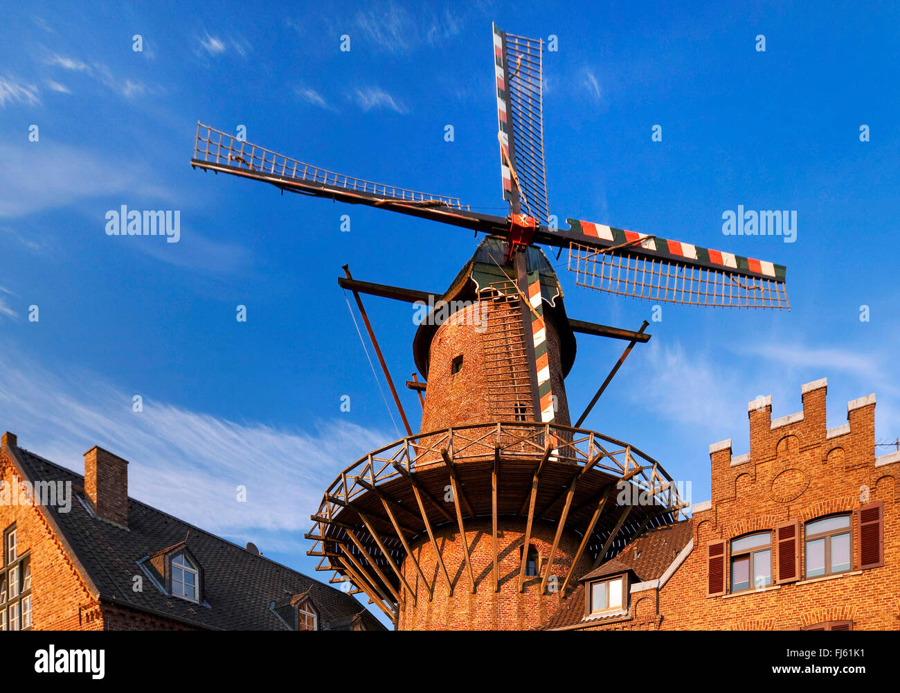 historic tower windmill of Kalkar, Germany, North Rhine-Westphalia ...