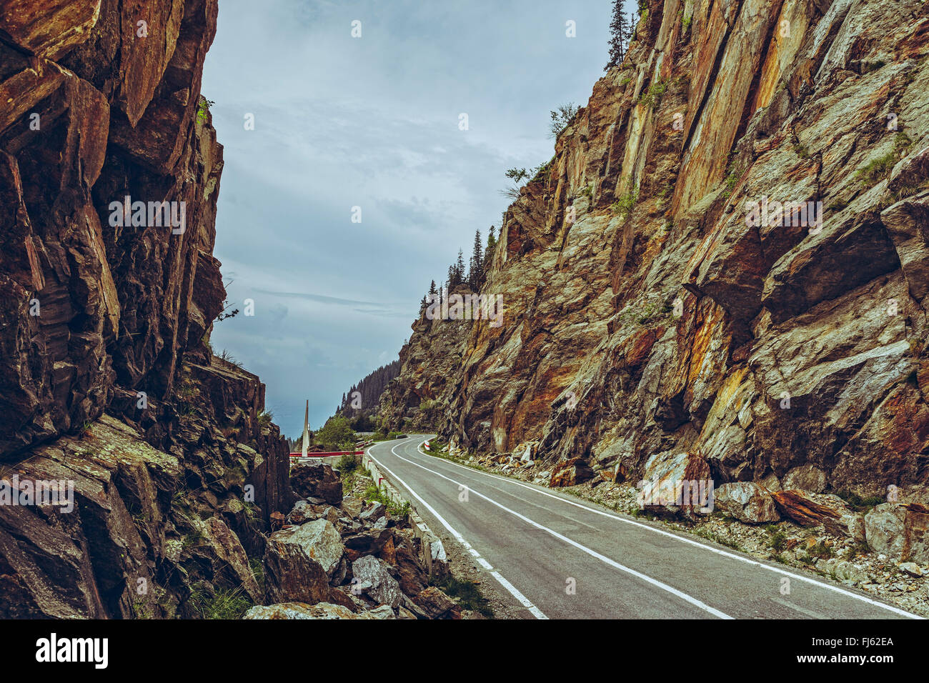 Spectacular view of the famous Transfagarasan road meandering through ...