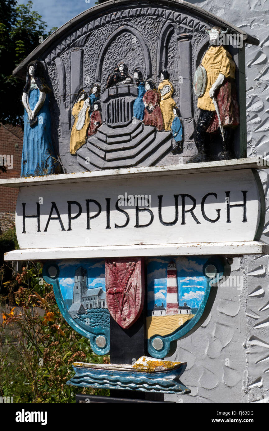 The Village Sign to the historic village of Happisburgh on the north ...